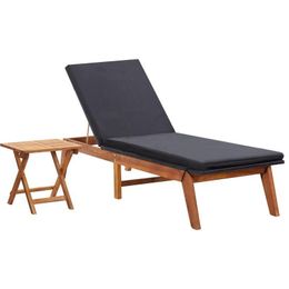 Bonnevie - Sonnenliege Gartenliege Liegestuhl - mit Tisch Poly Rattan und Massivholz Akazie BV160685