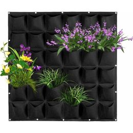 Wall Grow Bags Indoor Outdoor Pflanzenaufzuchtregal, 36 Taschen vertikaler Übertopf für Leguminosen (schwarz)