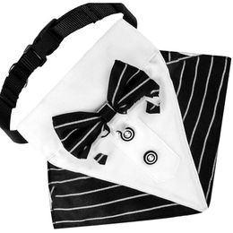 Amirror Smart Ug - Britisch -Stil Hochzeit Haustier Dreieck Schalh Hund Schal Hundekragen Haustier Slobber Handtuch, schwarze weiße Streifen schwarze