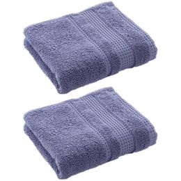 2 Stück Handtuch-Set Handtuch, Badetuch, Gesichtstuch, Gästehandtuch, Duschtuch, 34 x 72 cm, Baumwolle Blau