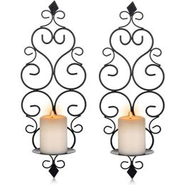 Wandkerzenhalter Wandleuchter Kerzenständer Kerzenhalter Kerzenleuchter aus Metall 2er Set, Wandteelichthalter Säulenhalter für Teelichter