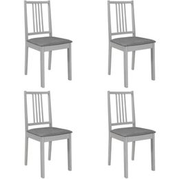 Essstühle/Esszimmerstühle Küchenstühle mit Polstern 4 Stk. Grau Massivholz -DE47824