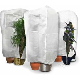 VOUNOT - 3er Set Winterschutz für Pflanzen Kübelpflanzen, Frostschutz Kübelpflanzensack mit Kordelzug, 80g/m², 120 x 180 cm