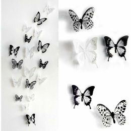 18 3D-Schmetterlinge, Wandaufkleber, Wandaufkleber, DIY-Schmetterlingsaufkleber, abnehmbar, wiederverwendbar, für Schlafzimmer, Wohnzimmer (schwarz)