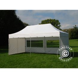 Dancover Faltzelt Faltpavillon Wasserdicht FleXtents pro Peaked 3x6m Weiß, mit 6 Seitenwänden - Weiß