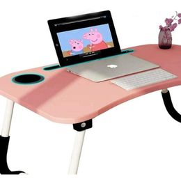Amirror Smart Ug - Notebook-Tisch, Schlafsaal mit kleinem Schreibtisch, Bett mit Laptop-Tisch, Klapptisch, kleines Wohnheim, mit Tassenschlitz (60 x