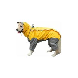 Dog Clothes Hunde-Regenmantel mit abnehmbarer Kapuze, wasserdichte Hundejacke, Regenjacke mit Kapuze und Kragenloch, 10 Größen, 18 (Gelb)