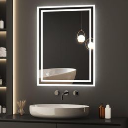 Boromal - led badspiegel bad spiegel mit beleuchtung 50x70cm 70x50cm badezimmerspiegel touch dimmbar wandschalter