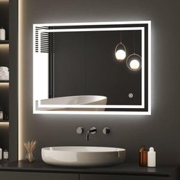 Boromal - led badspiegel bad spiegel mit beleuchtung 80x60cm 60x80cm badezimmerspiegel touch dimmbar wandschalter