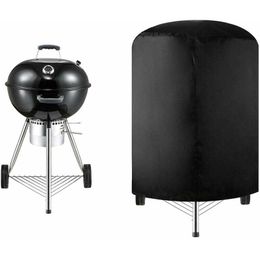 Runde Grillabdeckung, 210D Oxford-Stoff, wasserdichte Grillabdeckung, Grillabdeckung, Plane, Grillabdeckung, Schwarz (75 x 70 cm)