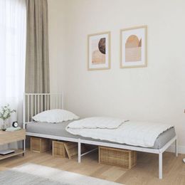 Bettgestell mit Kopfteil, Schlafzimmerbett, Erwachsenenbett Metall Weiß 90x200 cm XTJTE484573 MAISONCHIC