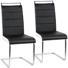 2er Set Freischwinger Esszimmerstühle Stühle Freischwinger Stühle Bow Esstischstuhl Küchenstuhl Barstuhl - hohe Rückenlehne,Schwarz