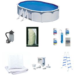 MyPool Pool Ovalform Stahlwandbecken-Set in Weiß Höhe 1,20m / 5,00 x 3,00m - BWT