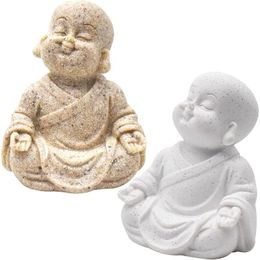 2 Stücke Niedliche Kleine Mönch Statue,Maitreya Buddha Skulptur