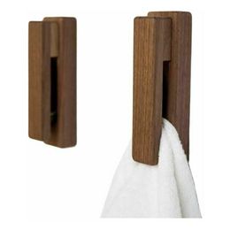 Moderner Handtuchhalter aus Holz – Set mit 2 selbstklebenden Handtuchhaken aus Holz für die Inneneinrichtung – langlebig, einfache Installation, hält