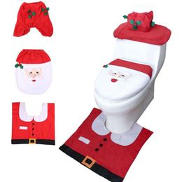 Amirror Smart Ug - 3-teiliges Toilettenset Weihnachten Badezimmer Toilettensitzbezug Badematten Set Toilettendeckelbezug wc Weihnachtsdeko