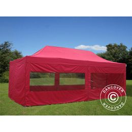 Dancover Faltzelt Faltpavillon Wasserdicht FleXtents pro 4x8m Rot, mit 6 Seitenwänden - Rot