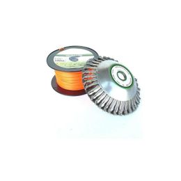 CHM - GmbH® Unkrautbürste für stihl Motorsense 200 x 25,4mm mit Adapter m 8 + 100m Mähfaden