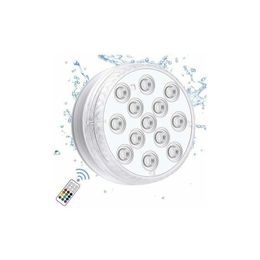 LED-Tauchleuchten mit starkem Magnet, RF-Fernbedienung, 13 LED-Unterwasser-Poolleuchten, IP68 wasserdicht, batteriebetriebene Teichbeleuchtung für