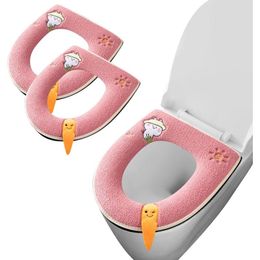 2 Ganzjahres-Universal-Toilettenbezüge mit Griffen, Toilettenkissen, Kissen mit Reißverschluss in Pink