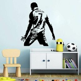 4558CM-Fußballspieler Cristiano Ronaldo Wandkunst Aufkleber Aufkleber Kindergarten Jungen Kinderzimmer Dekor Fußball Wandtattoo Aufkleber