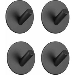 4 Stück schwarze selbstklebende Handtuchhaken aus Edelstahl für Badezimmer, Küche, wc, Schrank - Lycxames