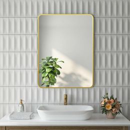 Wandspiegel Gold Modern 40x60cm Badzimmer Spiegel Bad Badspiegel ohne Beleuchtung mit Rahmen Badezimmerspiegel