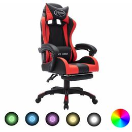 MAISONCHIC Gaming-Stuhl,Relaxsessel,Computerstuhl mit rgb LED-Leuchten Rot und Schwarz Kunstleder -30112 - Mehrfarbig