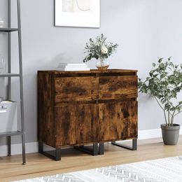 2 Stk.Sideboards Kommoden für das Wohnzimmer - Schränke Anrichten Räuchereiche 40x35x70 cm Holzwerkstoff -FV86906