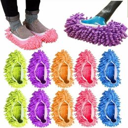 10 Stück Bodenwischmopp Hausschuhe wiederverwendbare waschbare Schuhüberzüge Mikrofaser Mop Socken für Frauen Männer Kinder Füße Staub Haarreiniger