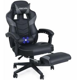 Puluomis - Gaming Stuhl Massage Computer Stuhl pu Leder verstellbare Stühle mit Fußstütze und Lendenwirbelstütze Grau - Grau