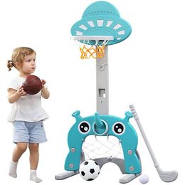 WYCTIN - 6in1 Basketballständer Set Basketballkorb Fußball/Golfspiel Ringwurfspiel für Kinder 47x55x125cm