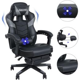 Puluomis - Gaming Stuhl Massage Computer Stuhl pu Leder verstellbare Stühle mit Fußstütze und Lendenwirbelstütze Grau - Grau