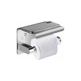 Toilettenpapierhalter Wandmontage Selbstklebender Kleber Wandmontierter Toilettenpapierhalter für Badezimmerpapierspender mit Ablage - Silber