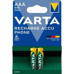 Akku Recharge Accu Dect Telefon Micro aaa NiMH 800mAh (2er Blister) - Varta