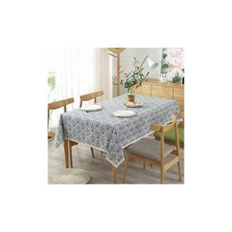 Eting - Blau und Weiß Porzellan Tischdecken Baumwolle Leinen Tischdecke Tischdecke Rechteck Dekoration (Blau und weiß, 100 140cm)