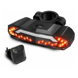 Tovbmup - Intelligentes Fahrradrücklicht mit Blinkern und automatischem Bremslicht, kabellose Fernbedienung, wiederaufladbares USB-Fahrradrücklicht,