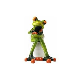 Amirror Smart Ug - Frosch-Statuen-Dekoration, Frosch sitzt auf der Toilette und spielt mit dem Handy, Frosch-Skulptur-Statue, kreatives Bastelharz,
