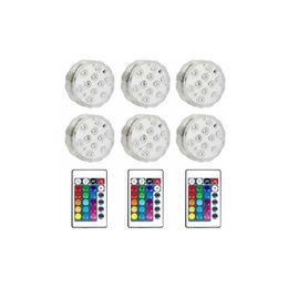 Eting - Set mit 6 LED-Tauchleuchten mit Fernbedienung für Teich - RGB-LED-Farbwechsel - Wasserdicht - Farbwechsel - AAA-Batterien