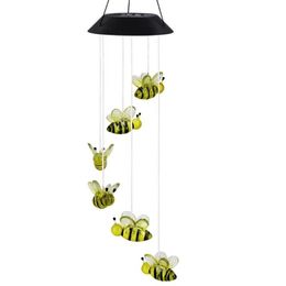 Solar-LED-Bienen-Windspiel, mobiles hängendes Windspiel, Gartendekoration, Haus