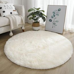 10,2 x 10,2 cm weicher weißer runder Teppich für Schlafzimmer, moderner, flauschiger runder Teppich für Kinder, Mädchen, Babyzimmer, Plüsch, runder