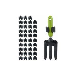 40 x Gerätehalter, Gummi-Rollen zum Klemmen, Universal Besenhalter für Wand, Garten, Eisen, Stielhalter, grau/schwarz