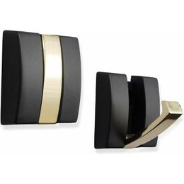 Faltbare Kleiderhaken – robuste Wandhaken aus Aluminium, einziehbare Haken zum Aufhängen von Schals (schwarz/gold, 2er-Set)