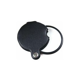 60mm Durchmesser 10x Mini Glaslinse Leselupe Taschenlupe Faltbare Uhrmacherlupe mit pu Lederbezug - Schwarz -
