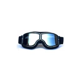 Motorrad- und Jetbrillen Motorradbrillen 18 x 8 cm (schwarzer Rahmen + silberfarbene Linse)