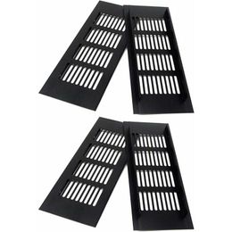 4 x schwarze Aluminiumlegierung, rechteckige Belüftungsöffnungen für Schrank, Schuhschrank, Schrank