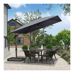 Sonnenschirm Groß Ampelschirm mit Kurbel 360-Grad Drehbar mit Fußpedal und Kreuzsockel für Terrasse, Balkon Sonnenschutz - Purple Leaf
