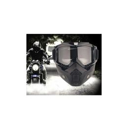 Motorradbrille Maske mit abnehmbarer Brille, Motocross-Schutzbrille für Motorräder mit abnehmbarer Brille und Mundfilter für Vintage-Helme (schwarzer