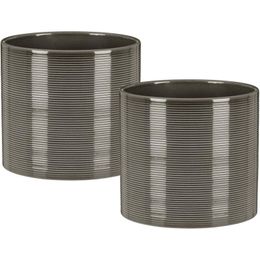 Blumentopf 2er Set aus Keramik, Farbe: Glass Grey, 16 cm Durchmesser, 15 cm hoch, 2,6 l Vol. - Glass Grey - Scheurich
