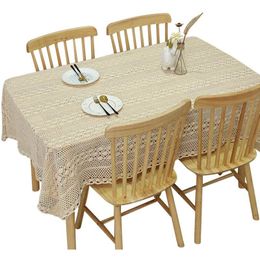 Beige Spitzen-Vintage-Tischdecke, gehäkelte Küchentischdecken für rechteckige Tische, für Party, Bankett, Essen, Hochzeit, Dekorationen, 60 x 60 cm